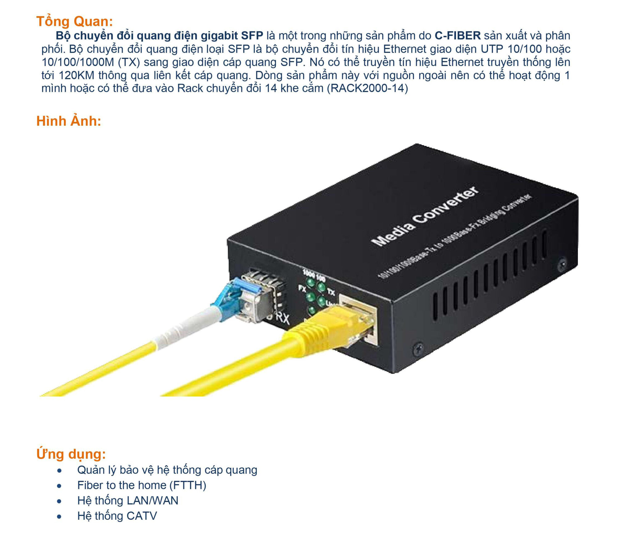 Bộ Chuyển Đổi Quang Điện Loại SFP MODEL1000-SFP